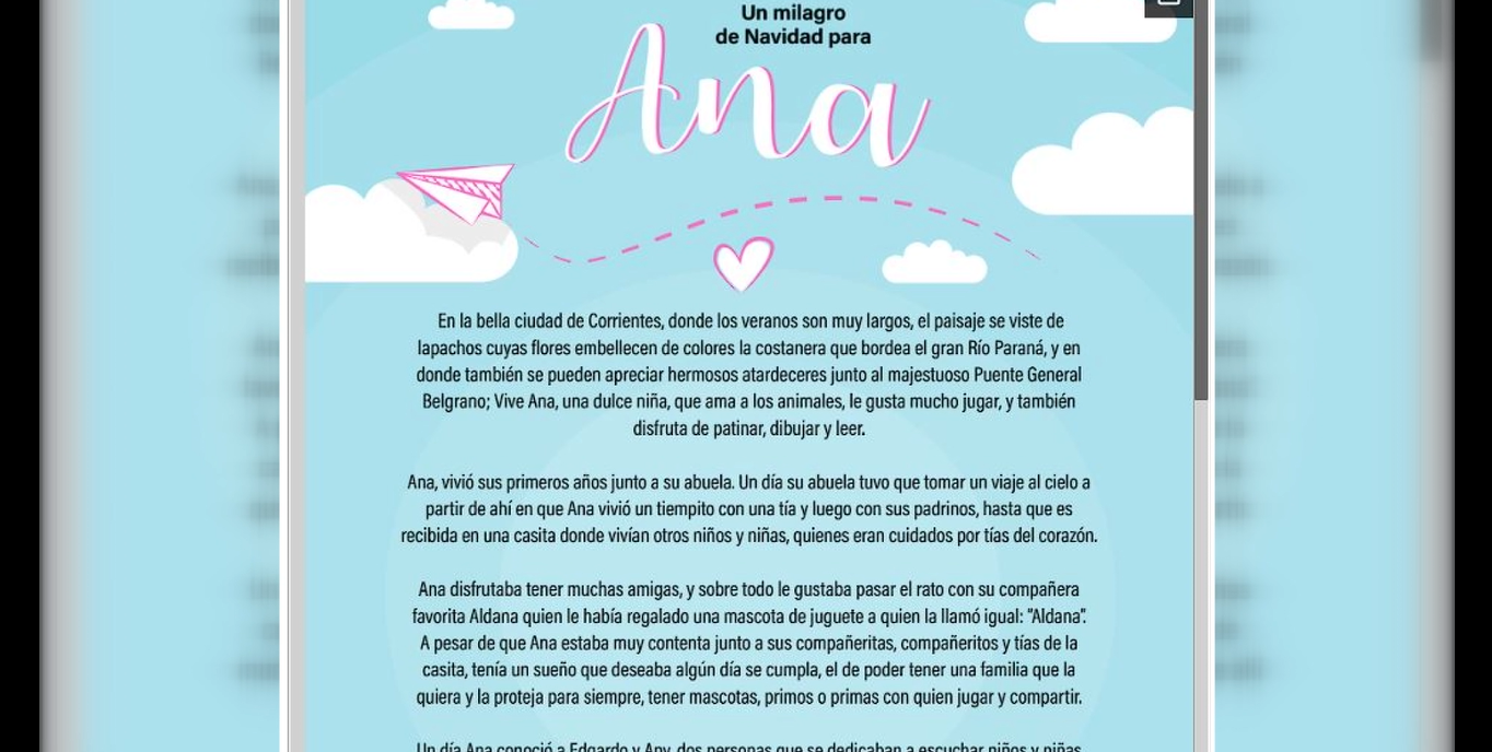 "UN MILAGRO DE NAVIDAD PARA ANA": EL CUENTO CON EL QUE OTORGARON LA ...